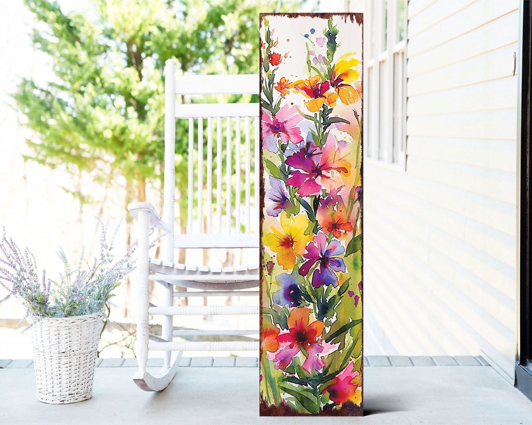 36in Spring Porch Sign Watercolor Fireweed Floral Decor Ideal for ...