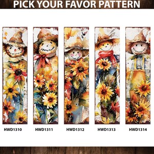 36in Fall Scarecrow Porch Sign - Watercolor Fall Decor for Front Door ...