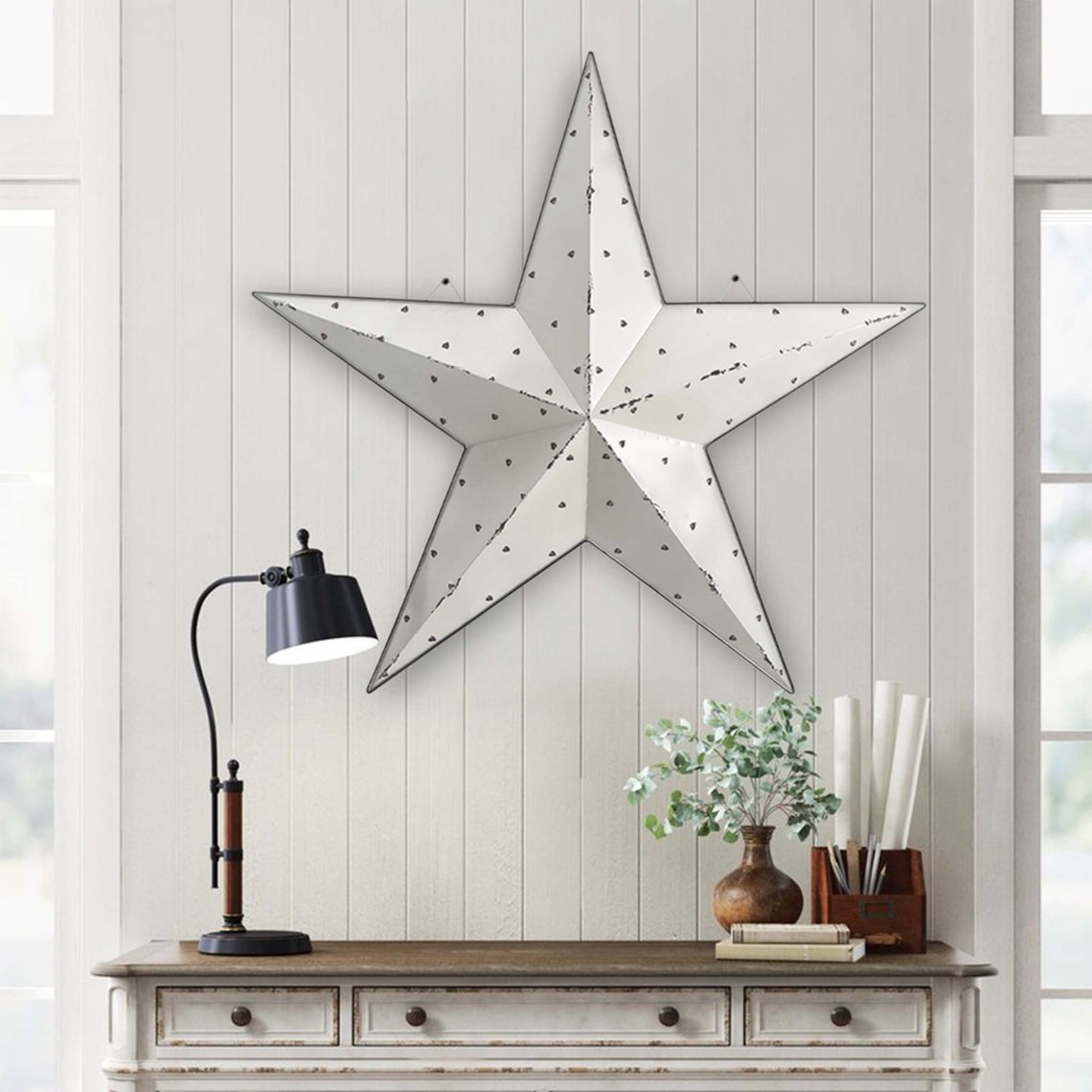 36in White Led Light up Metal Barn Star - Etsy