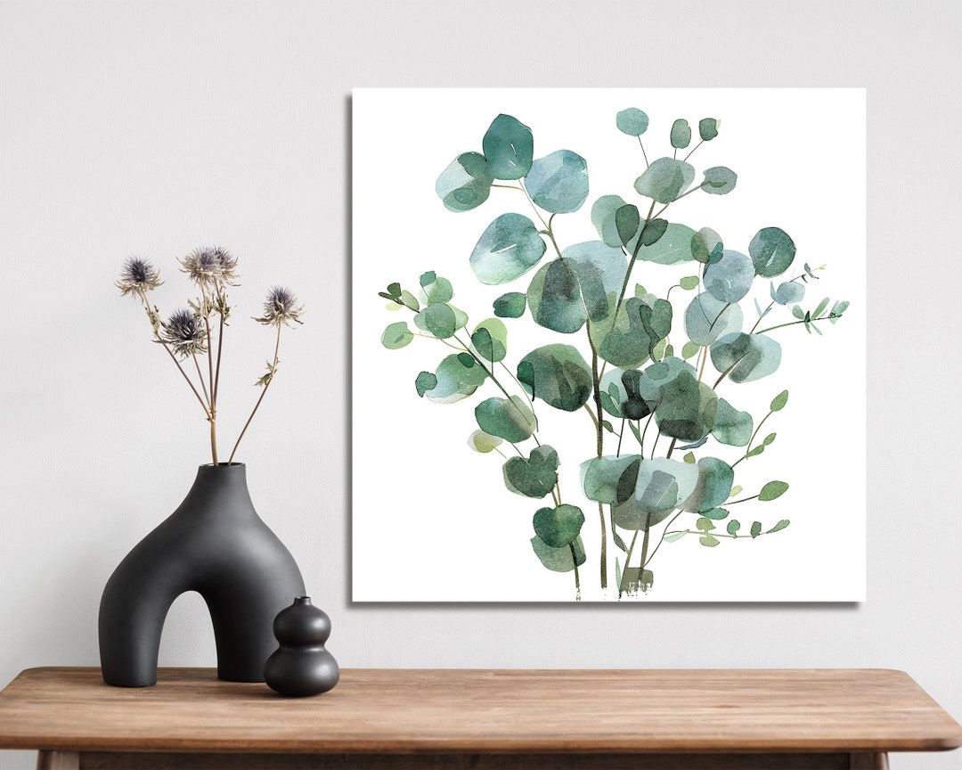 12in Spring Watercolor Eucalyptus Print Wall Decor Wall Decor, Rustic ...
