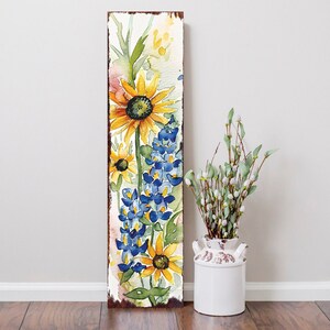 36-inch Spring Watercolor Wildflower Wooden Porch Sign Front Door Wall ...