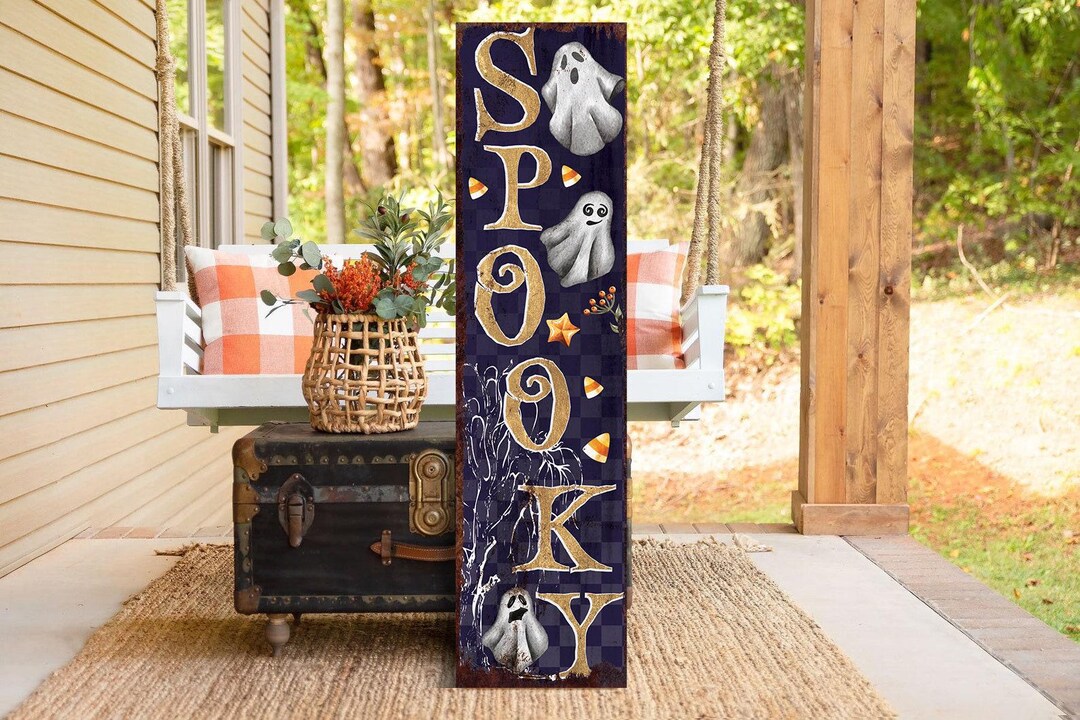 36in Spooky Halloween Porch Sign - Front Porch Halloween Welcome Sign ...