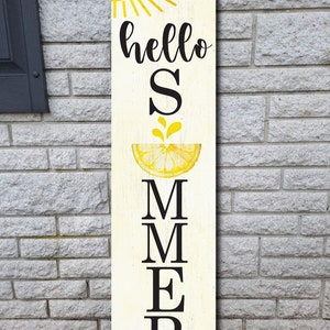 36in Hello Summer Wooden Porch Sign With Lemon Pattern - Etsy