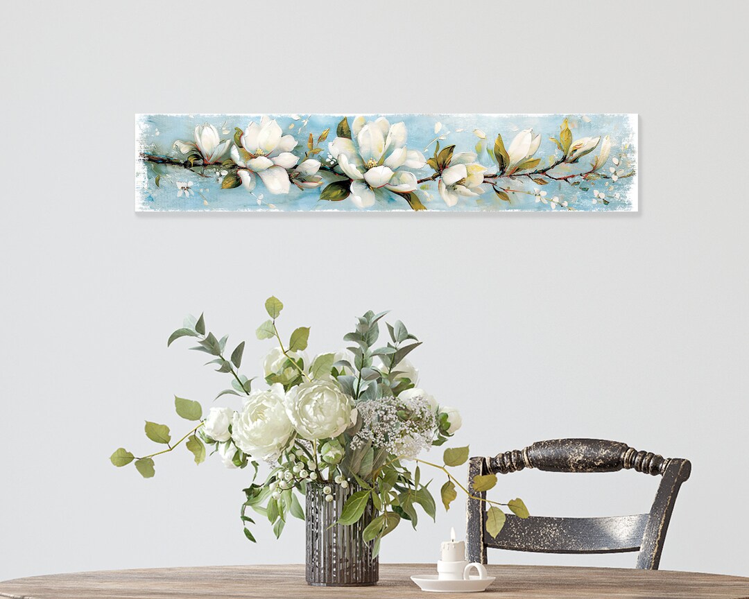 36in Spring Magnolia Wall Sign - Oil Paint Style White Magnolia on ...