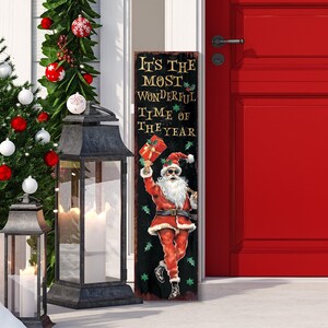 36in Dancing Santa Christmas Porch Sign - Front Porch Christmas Welcome ...