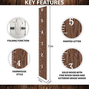 6ft Brown Growth Chart Ruler Playroom Decor, Wall Ruler, Wood Growth ...