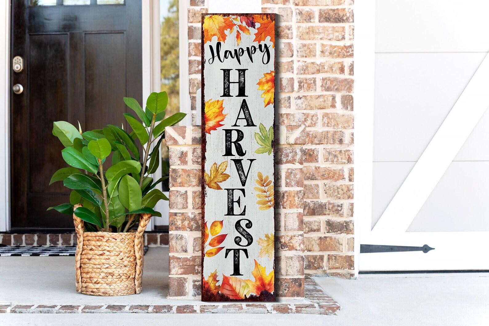 36in Happy Harvest Porch Sign Front Porch Fall Welcome Sign, Vintage ...