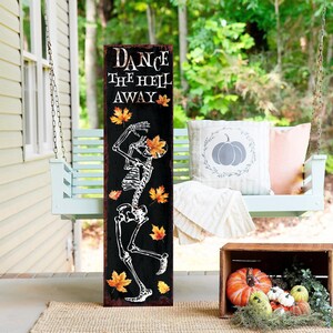 36in Dancing Skeleton Halloween Porch Sign - Front Porch Halloween ...