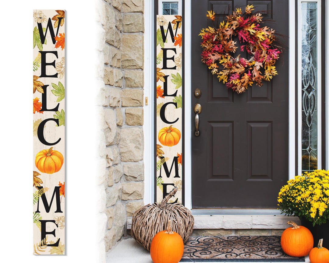 72in Fall Welcome Sign | Front Door Porch Decor | Wood Folding Giant ...