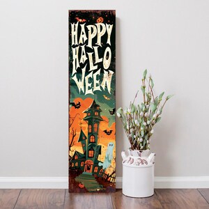 36in Wooden Happy Halloween Porch Sign - Front Porch Halloween Welcome ...