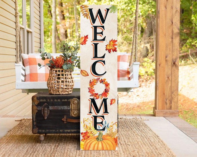 36-inch welcome Fall Porch Sign Wooden Decor Front Door Display for ...