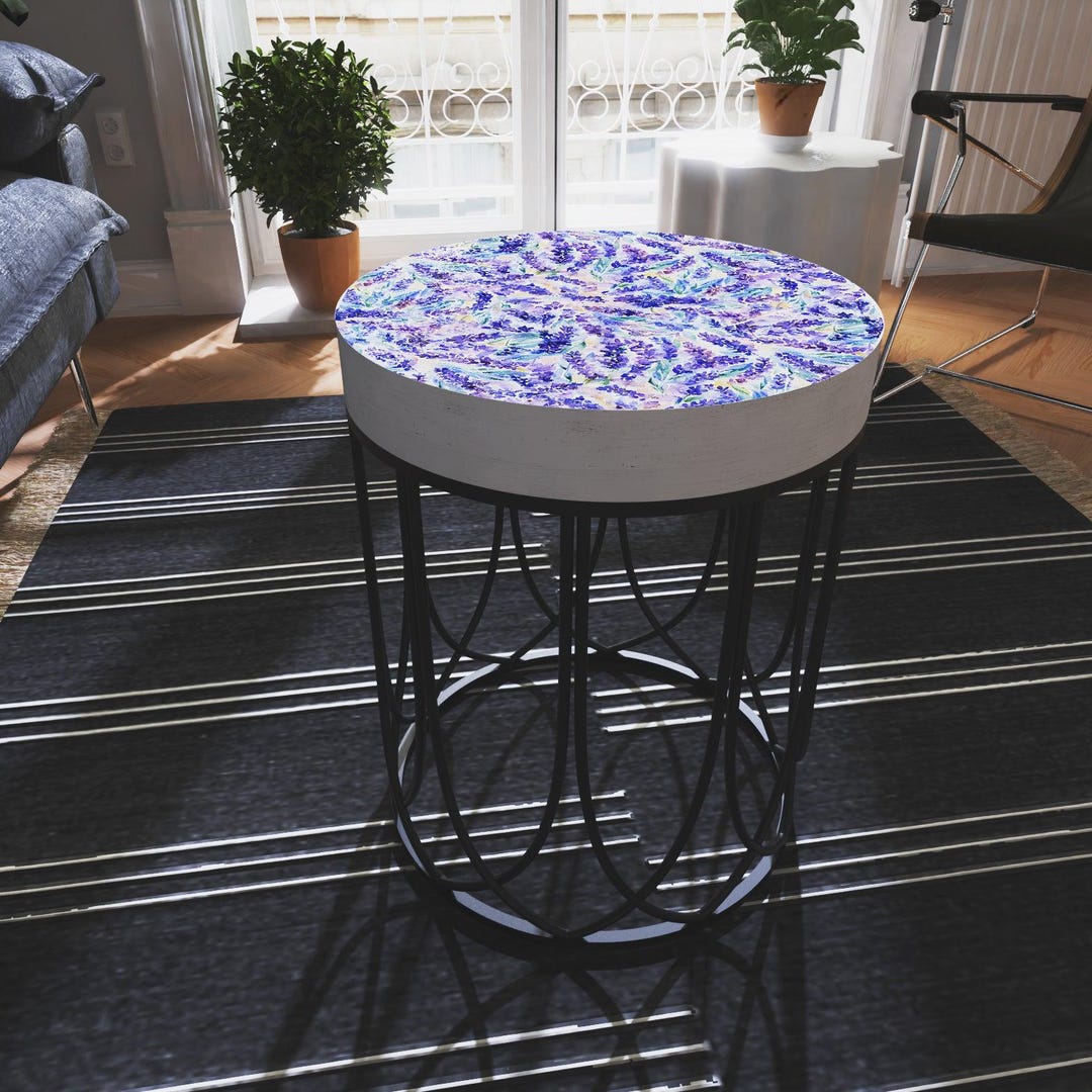 Spring Lavender Accent Table | Charming Indoor Side Table | Botanical ...