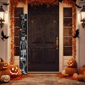 72in Wooden Halloween Skeleton Welcome Sign - Spooky Front Door Decor ...