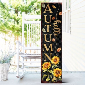 36in Hello Autumn Porch Sign Front Porch Fall Welcome Sign With Vintage ...