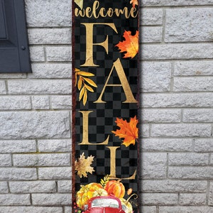 36in Welcome Fall Porch Sign Front Porch Fall Welcome Sign With Vintage ...