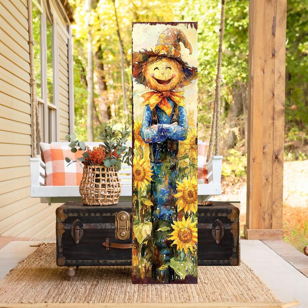 48in Fall Scarecrow Porch Sign - Front Porch Fall Plaque With Autumn ...