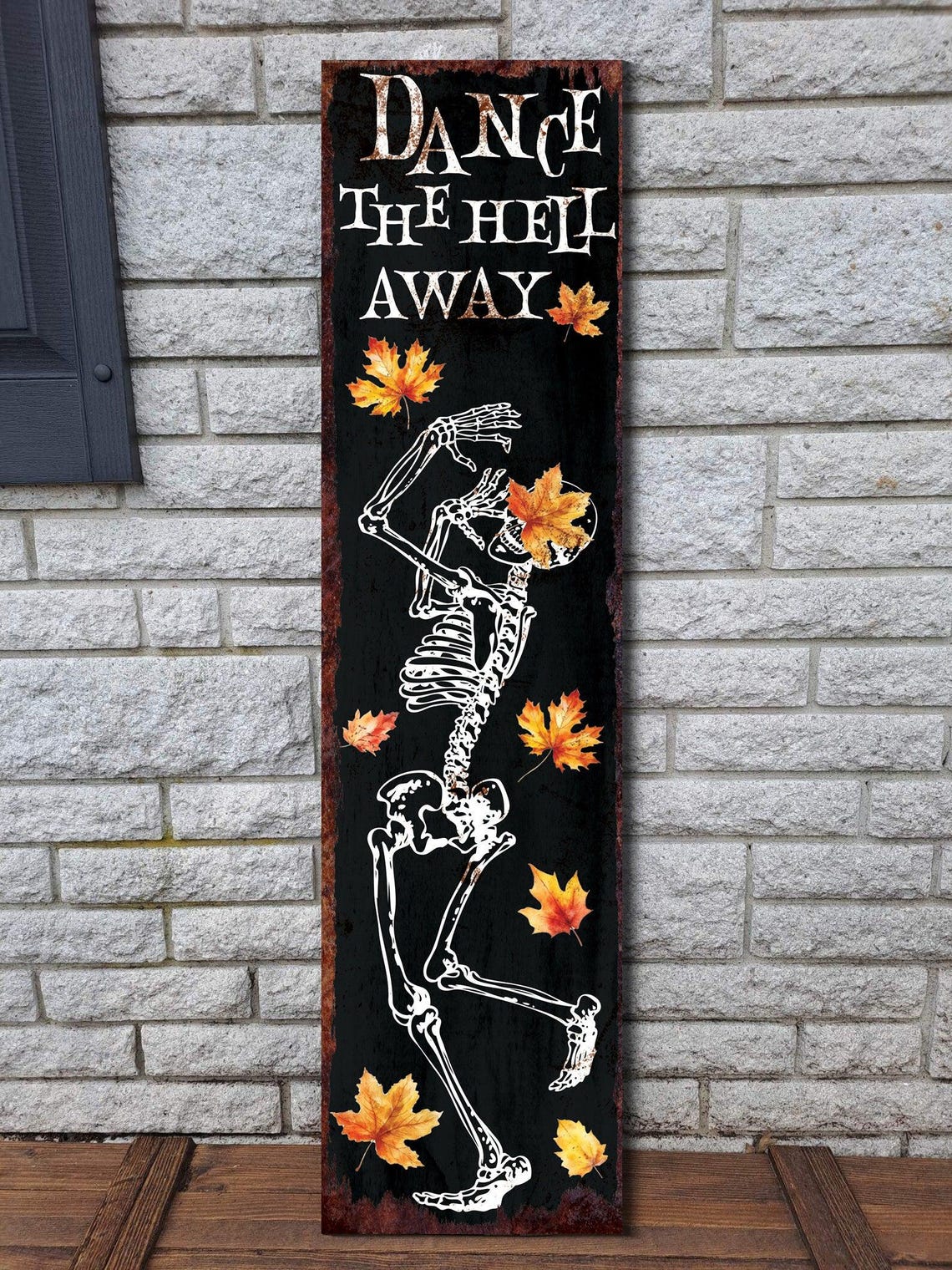 36in Dancing Skeleton Halloween Porch Sign - Front Porch Halloween ...