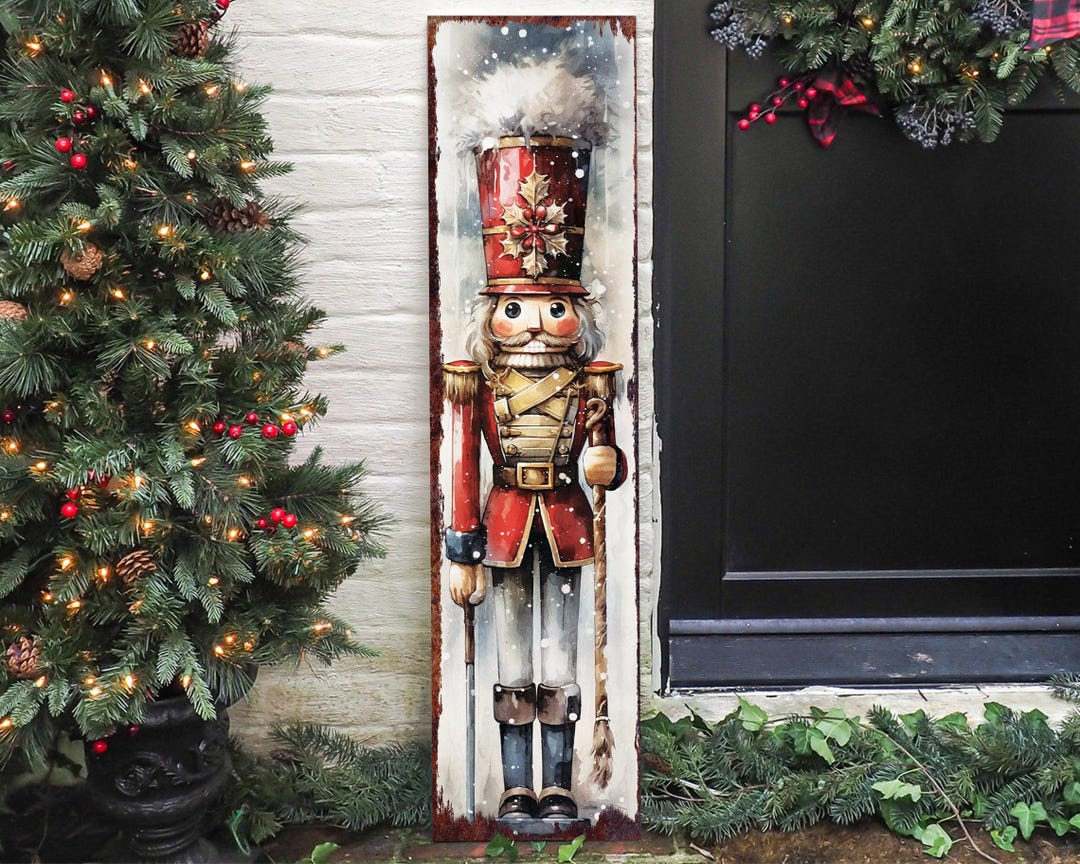 36in Nutcracker Merry Christmas Porch Sign | Welcome Outdoor Decor Gift ...