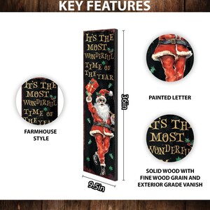 36in Dancing Santa Christmas Porch Sign - Front Porch Christmas Welcome ...