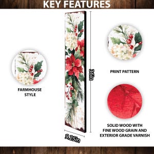 36in Christmas Poinsettias Porch Sign - Christmas Front Porch Plaque ...