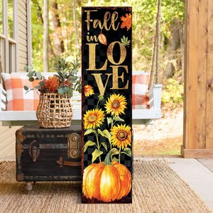 36in Fall in Love Porch Sign - Front Porch Fall Welcome Sign, Vintage ...