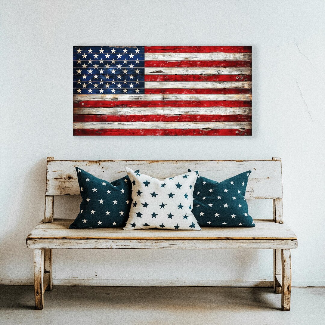 Patriotic Wood Flag Art | Rustic Americana Wall Decor | Durable ...