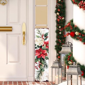36in Christmas Poinsettias Porch Sign - Christmas Front Porch Plaque ...
