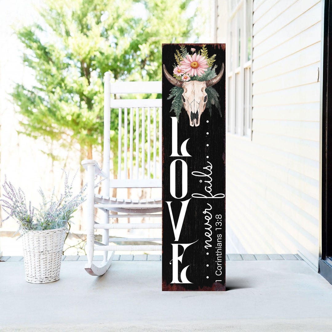 Summer Western Porch Sign | Love Never Fails 1 Corinthians 13:8 | Multi ...