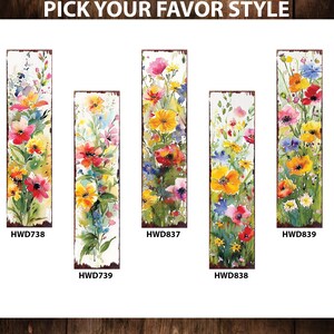 Spring Watercolor Wildflower Wooden Porch Sign | Front Door Wall Decor ...
