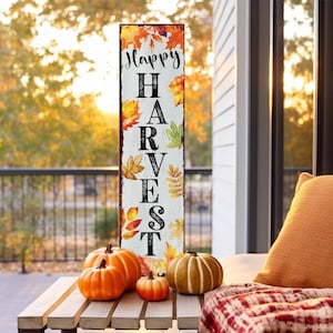 36in Happy Harvest Porch Sign Front Porch Fall Welcome Sign, Vintage ...