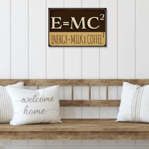 Wooden "e=mc2" Decor Sign, 7.5in X 5in, Humorous Mathematical Equation ...