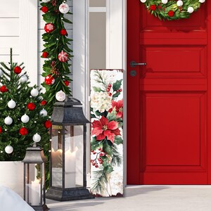 36in Christmas Poinsettias Porch Sign - Christmas Front Porch Plaque ...