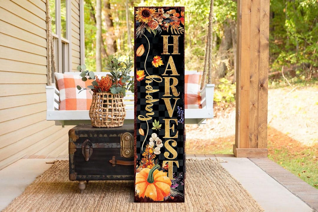 36in Fall Porch Sign - Front Porch Fall Welcome Sign With Vintage ...