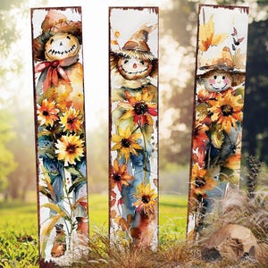 42in Fall Garden Stake | Watercolor Fall Scarecrow Decor | Ideal for ...