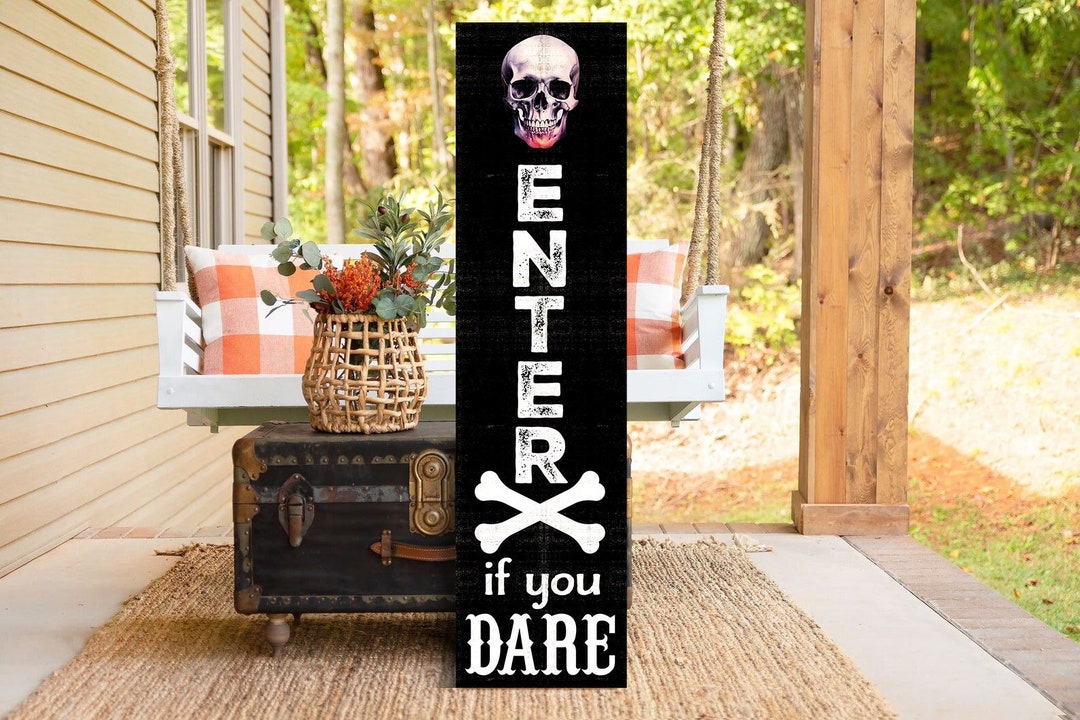 36in enter If You Dare Wooden Porch Sign Spooky Front Door Decor for ...
