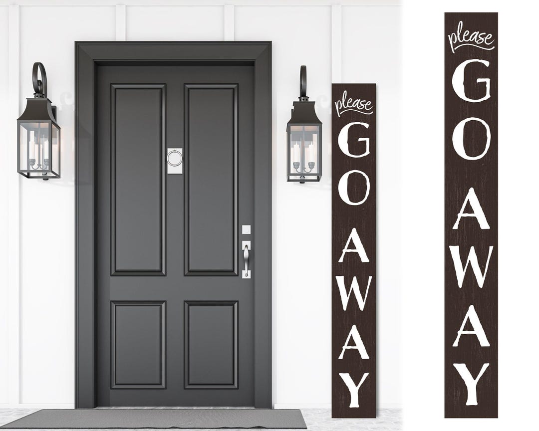 72in Go Away Sign for Porch, Wooden Brown Outdoor Decorations for Home ...