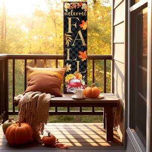 36in Welcome Fall Porch Sign - Front Porch Fall Welcome Sign With ...