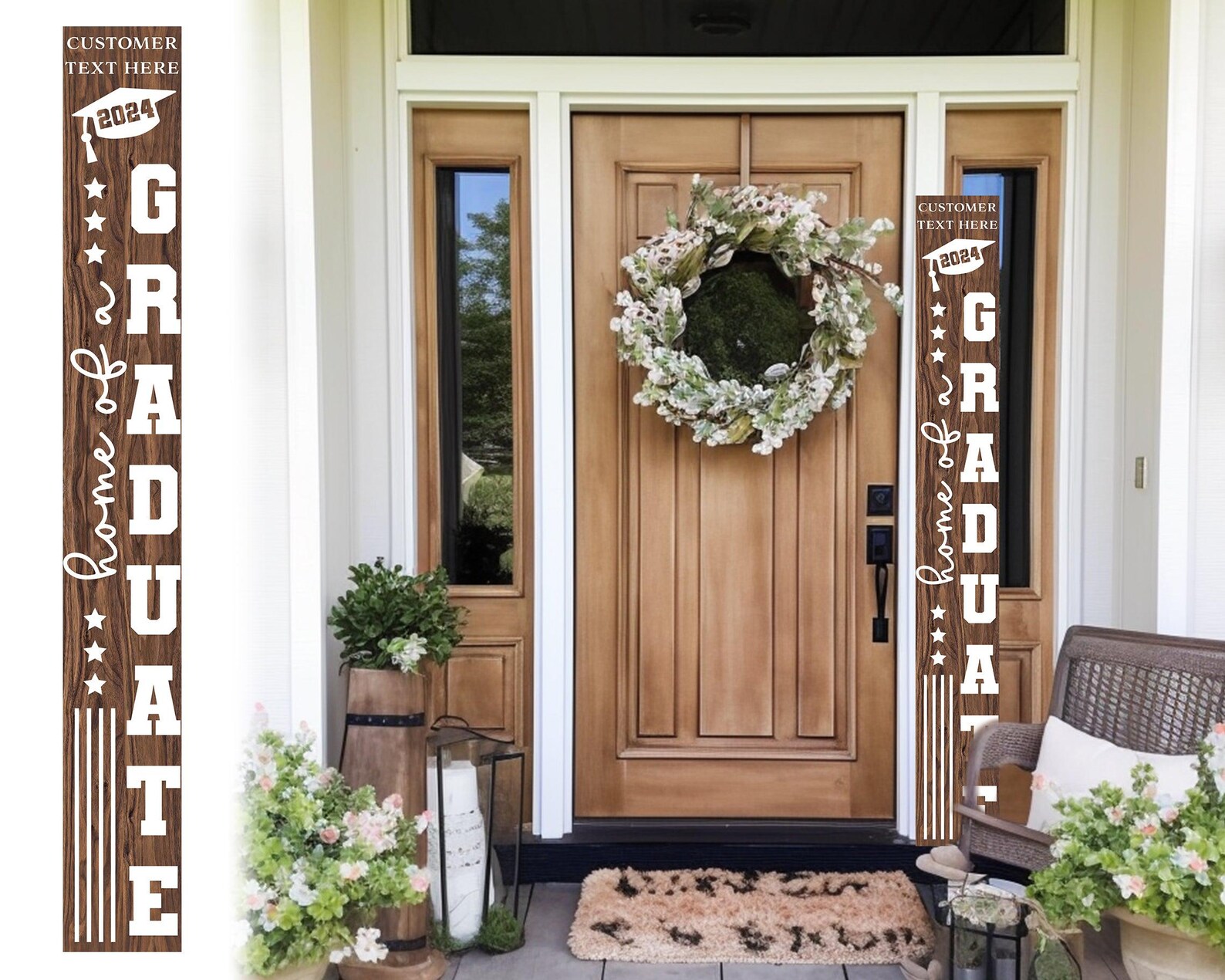 72in Home of a Graduate Porch Sign, Front Porch Sign, Brown Graduation ...