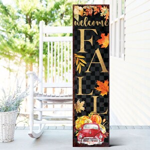 36in Welcome Fall Porch Sign Front Porch Fall Welcome Sign With Vintage ...
