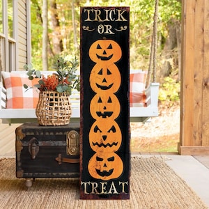 36in Trick or Treat Halloween Porch Sign Front Porch Halloween Welcome ...