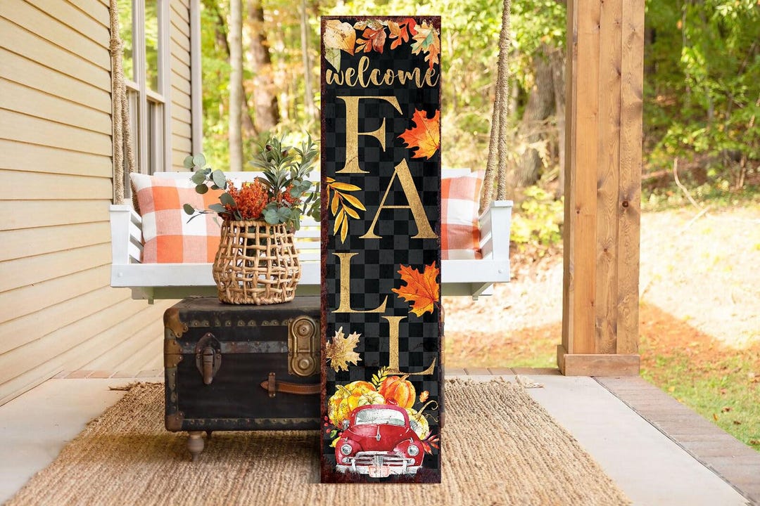 36in Welcome Fall Porch Sign - Front Porch Fall Welcome Sign With ...