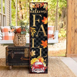 36in Welcome Fall Porch Sign - Front Porch Fall Welcome Sign With ...