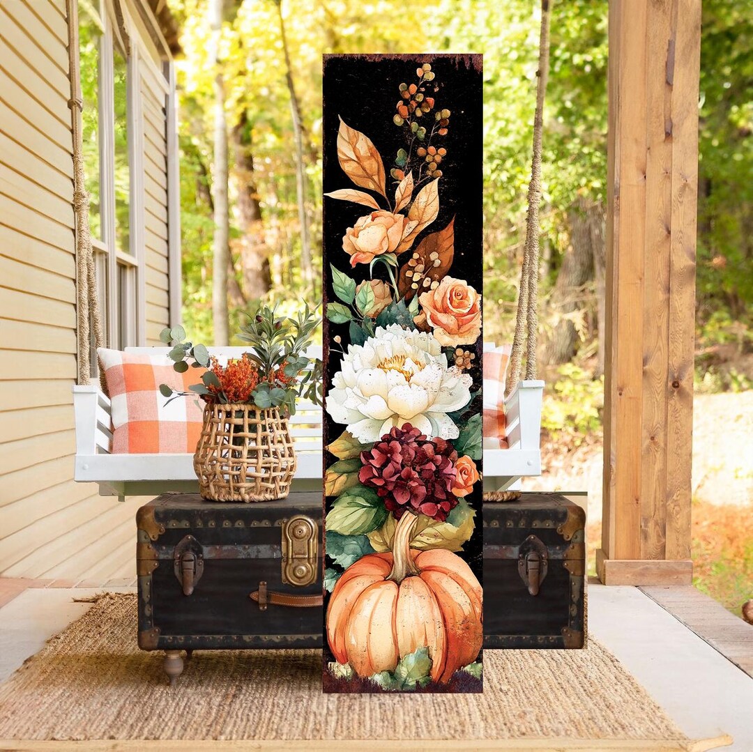 48in Fall Porch Sign - Front Porch Fall Plaque With Autumn Decoration ...