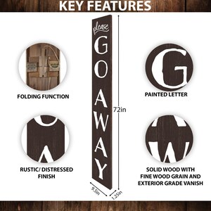 72in Go Away Sign for Porch, Wooden Brown Outdoor Decorations for Home ...