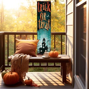 36in Trick or Treat Porch Sign Front Porch Halloween Welcome Sign ...