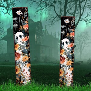 42inch Halloween Garden Stake | Watercolor Ghost Wildflower | Wooden ...