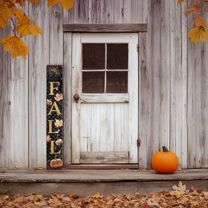 60in Fall Porch Sign - Farmhouse Entryway Decor | Vintage Autumn Front ...