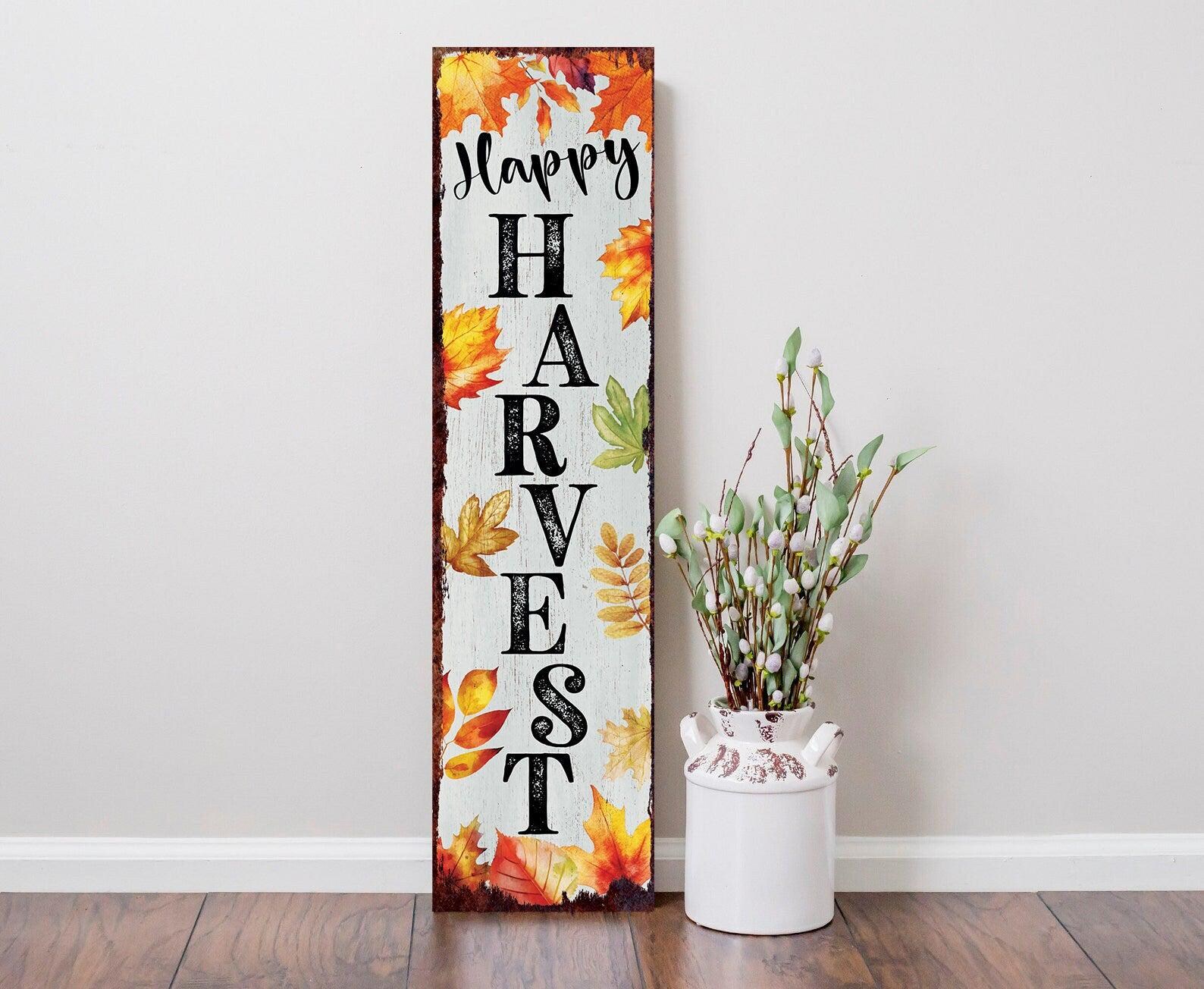 36in Happy Harvest Porch Sign Front Porch Fall Welcome Sign, Vintage ...