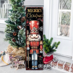 36in Nutcracker Merry Christmas Porch Sign Outdoor Farmhouse Holiday ...