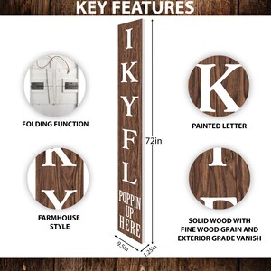 72in ikyfl Poppin up Here Wooden Porch Sign, Bold and Playful Entryway ...